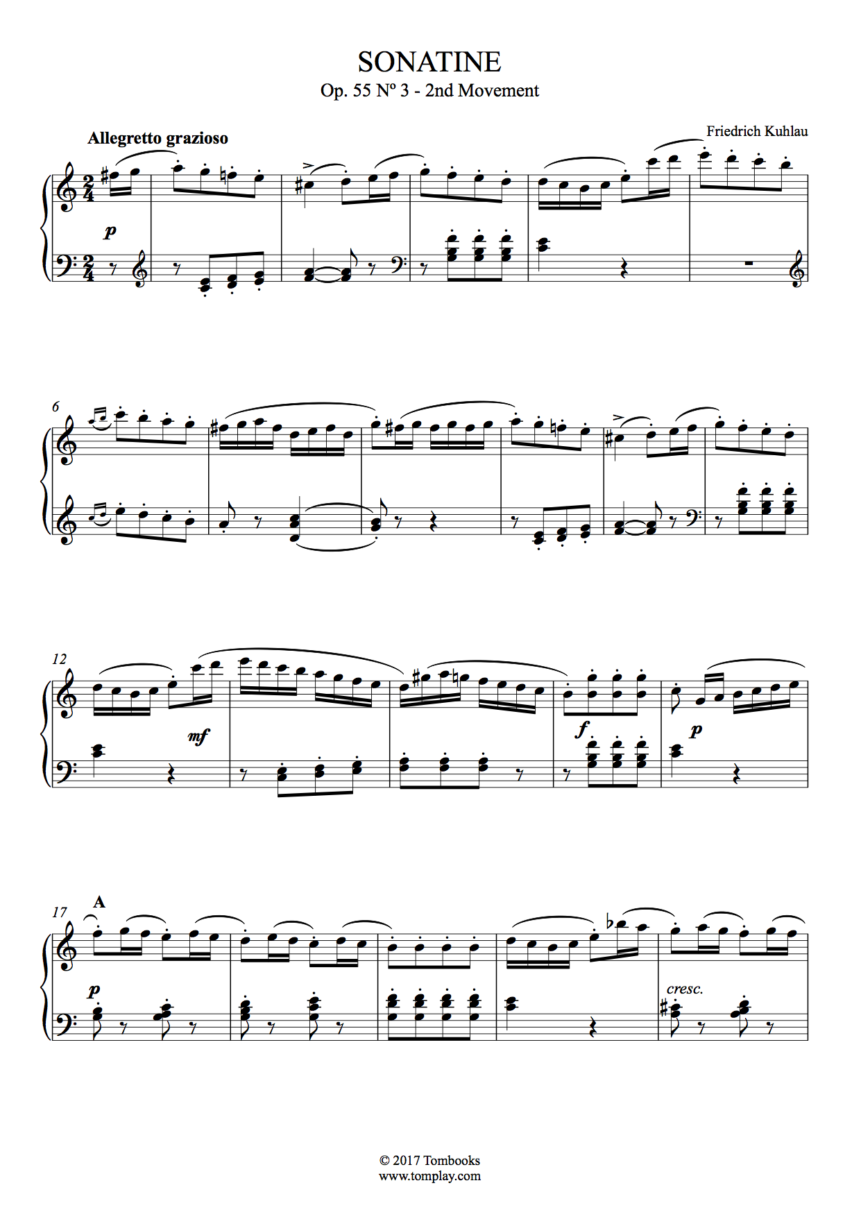 Piano Sheet Music Sonatina in C Major, Opus 55, No. 3 – II. Allegretto ... Piano Sheet Music Sonatina in C Major, Opus 55, No. 3 – II. Allegretto ...