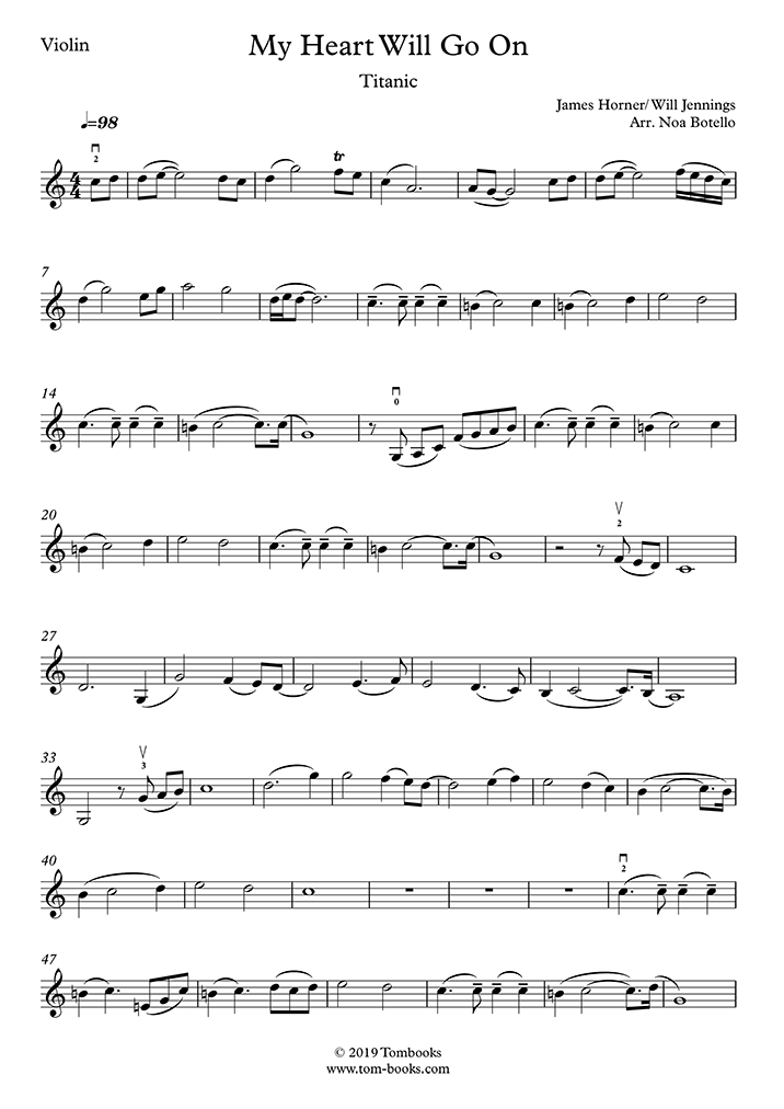 Violin Sheet Music Titanic - My Heart Will Go On (Easy/Intermediate ...